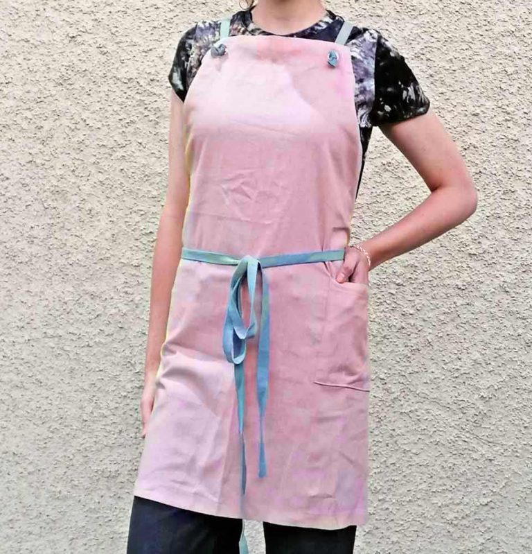 Delantal lino rosa palo - Violeta Decoraciones
